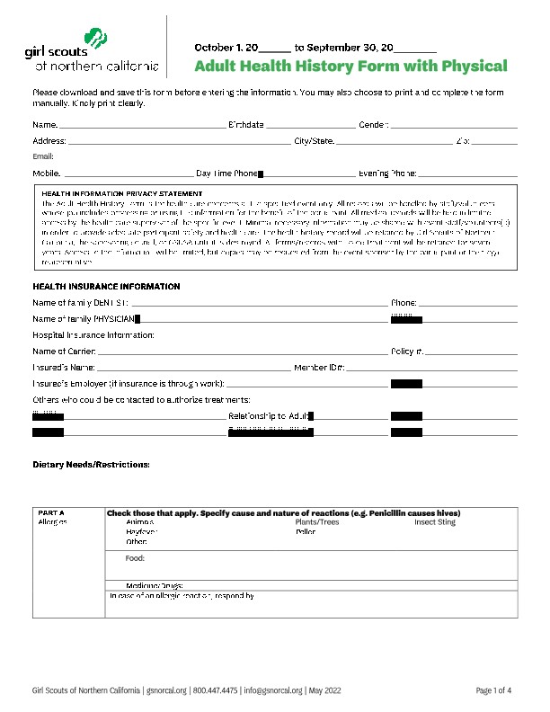 Adult Physical Forms To Print